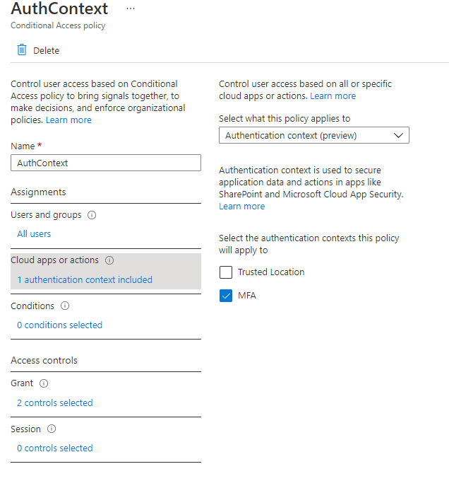 Deep Diver – Azure AD Conditional Access authentication context setup for custom apps and MS ...
