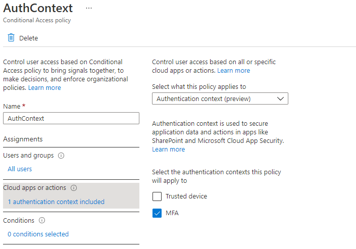 Deep Diver – Azure AD Conditional Access authentication context setup ...