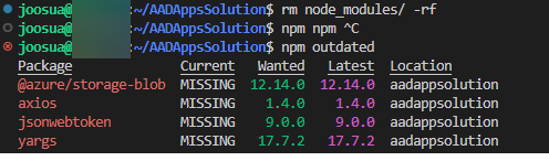 List NPM installed and compare if there are new versions – SecureCloudBlog